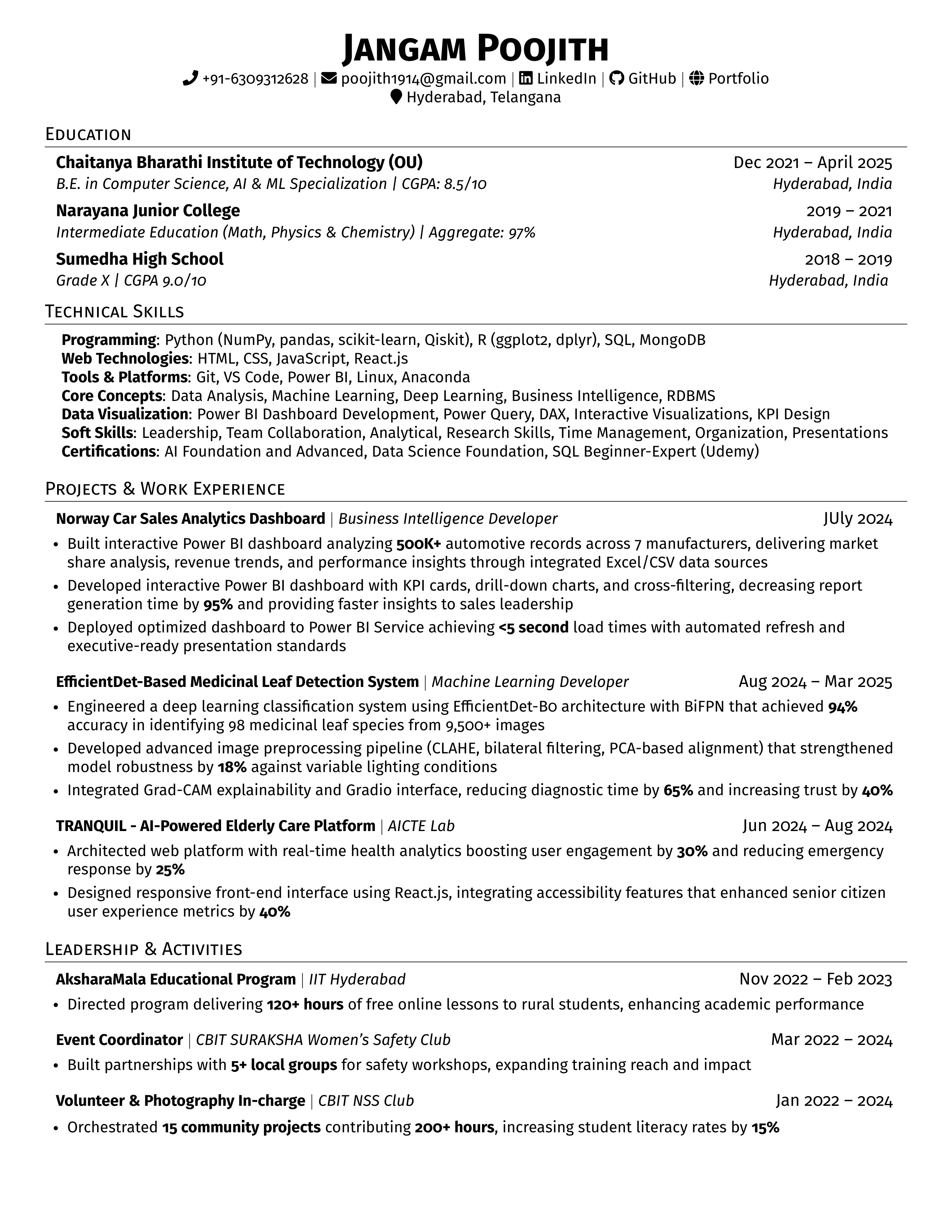Jangam Poojith - AI/ML Engineer Portfolio